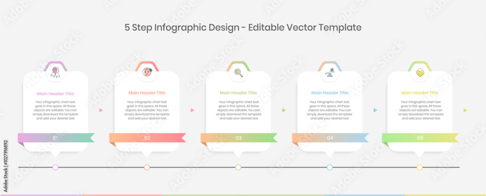 5 step Infographics Design Template, Chart diagram, Graph, Pie chart ...