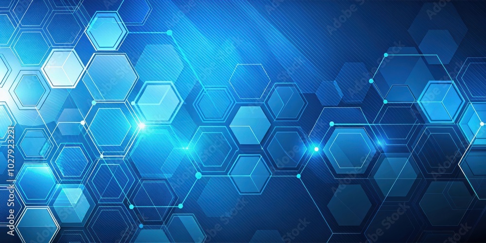 Blue hexagons and lines abstract background with science concept for ...