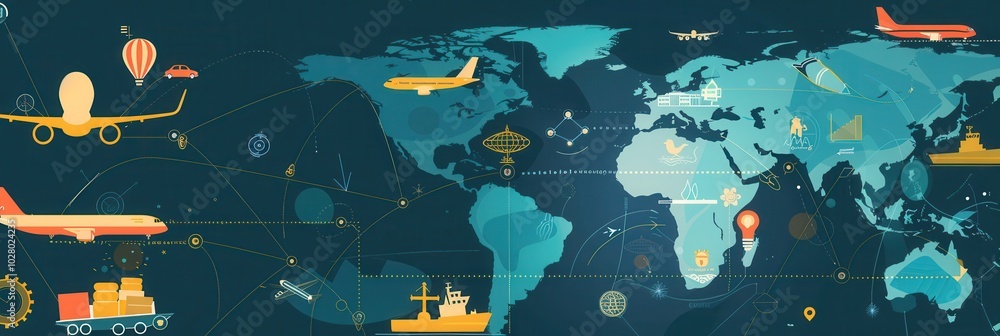 This visual illustrates a global map displaying various transport ...