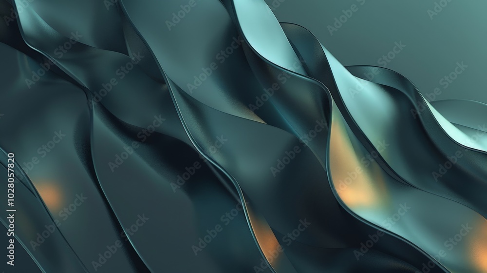 Wallpaper Abstract metallic teal green waves background flowing in the ...