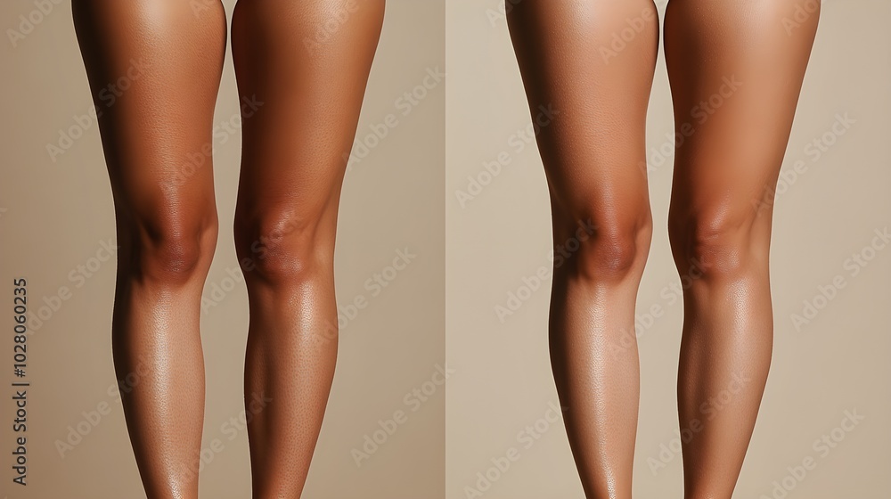 Salon leg hair removal brochure, showing client transformations, featuring hair-covered legs ...