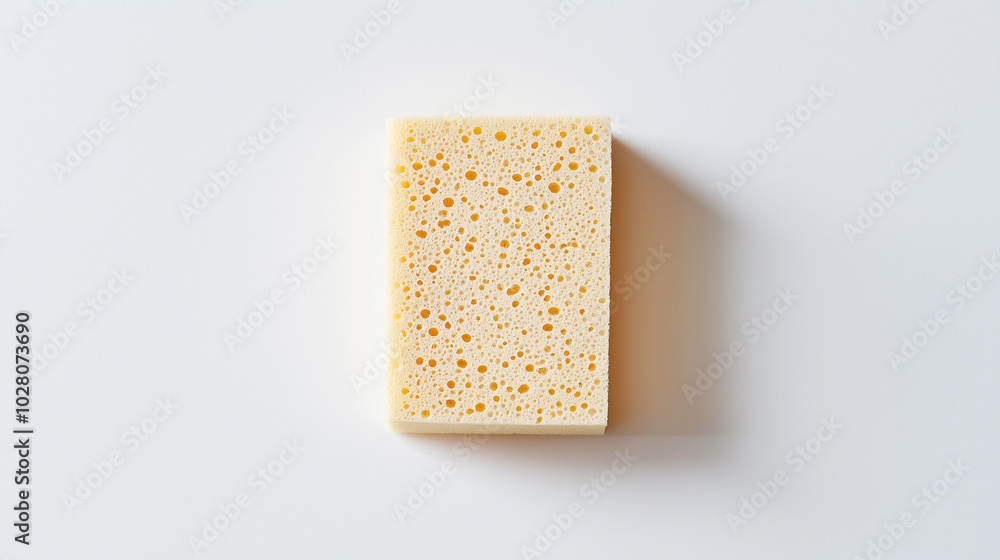 top down view, the image depicts a kitchen sponge placed in the center ...