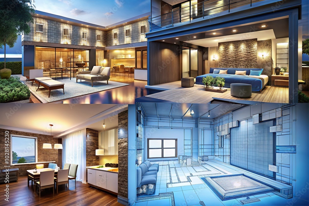 Modern Hotel Architectural Drawing with Detailed Floor Plan and 2D CAD ...