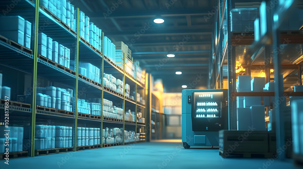 Automated Warehouse Storage and Retrieval System. Stock Illustration ...