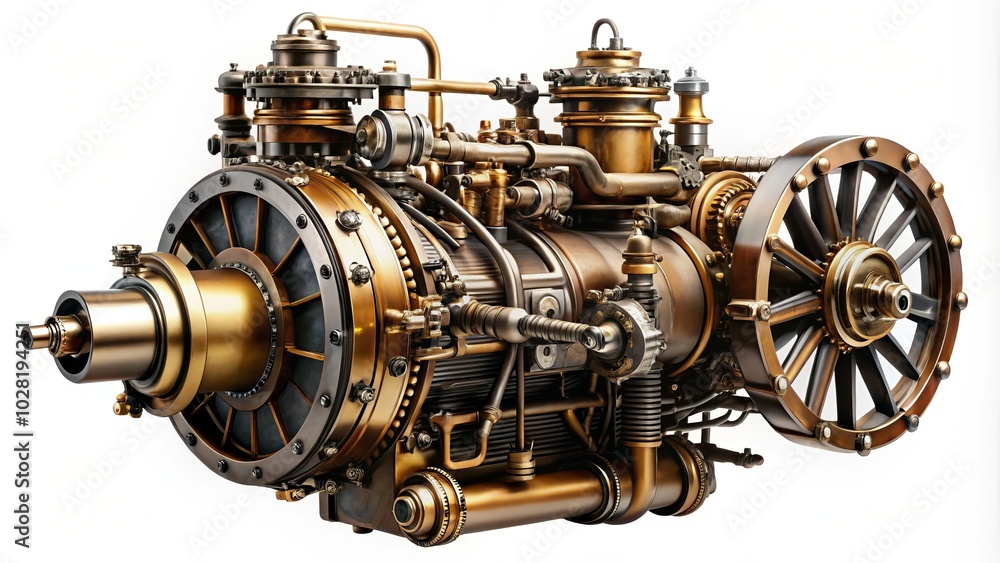 Vintage Steampunk Engine Motor in 4K Loop - Captivating Drone ...