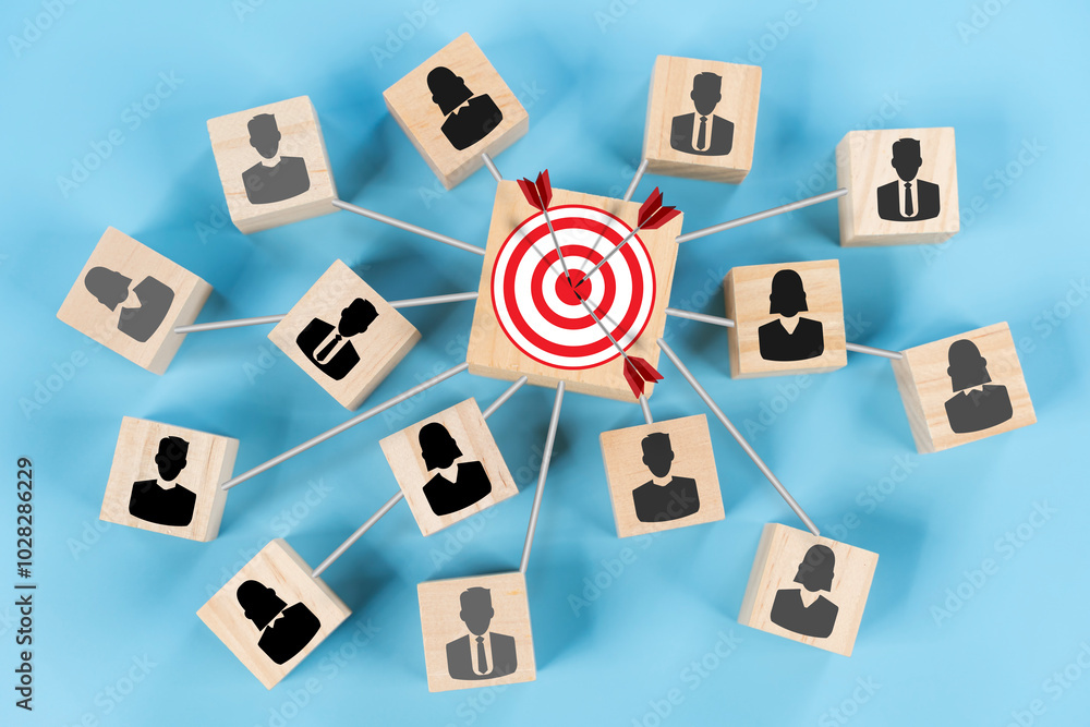 Target connection linkage with human icon for customer focus target ...