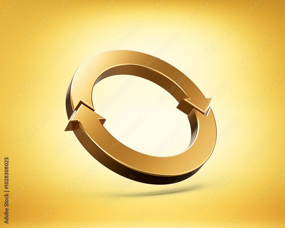 Golden Rounded Clockwise Arrow Loop Symbolizes Recycling And Continuous ...