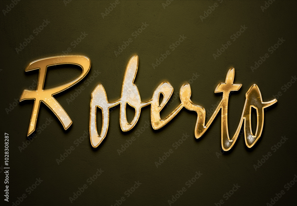 Old gold text effect of Spanish name Roberto with 3D glossy style ...