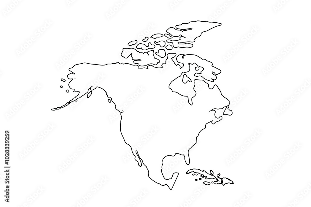 Political map of North American countries Canada, United States of ...