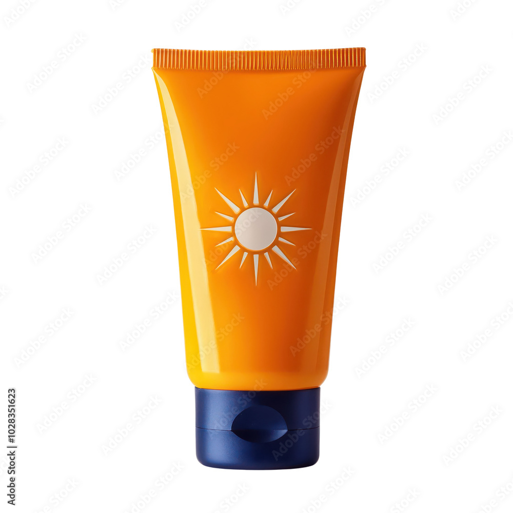 Sunscreen tube, orange color, isolated on white background transparent ...