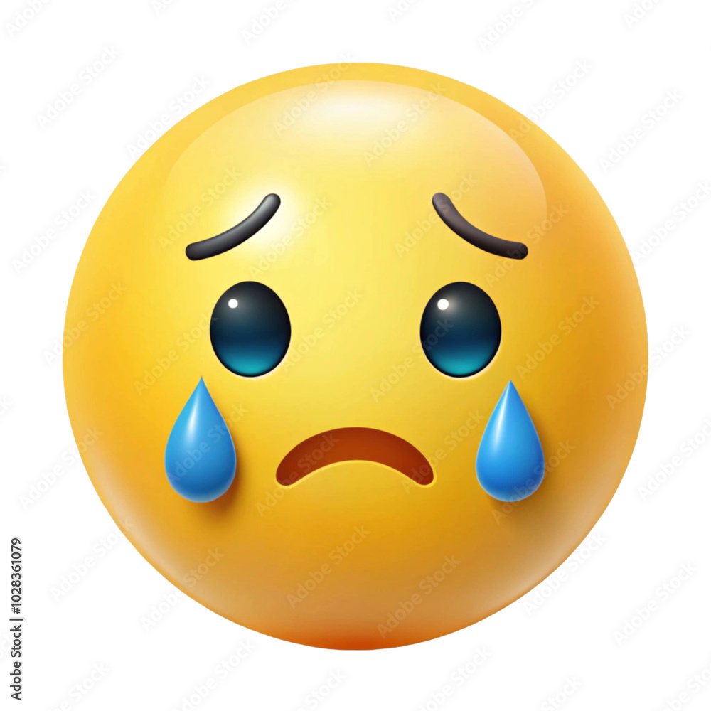 Ilustración de Stock Sad Emoji with Tears Streaming Down Cheeks ...