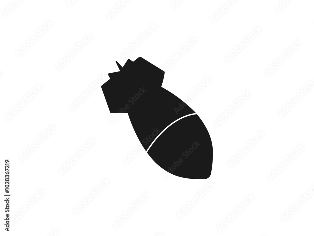 Atomic rocket air bomb. Nuclear atom bomb. Nuclear bomb silhouette ...
