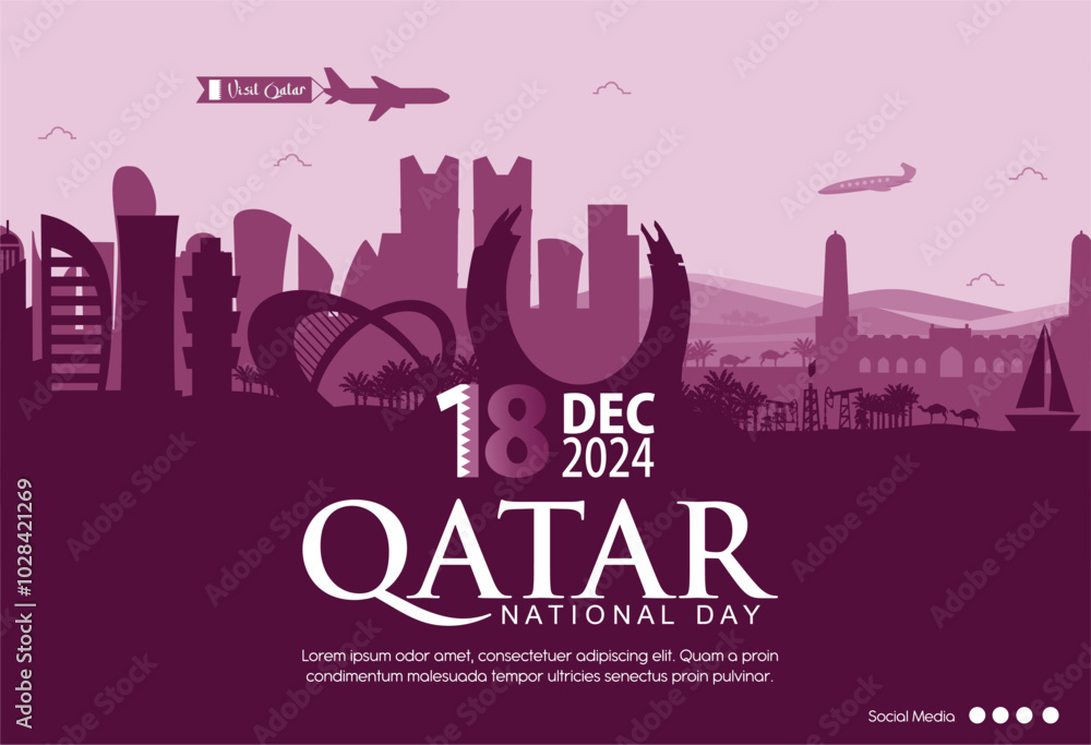 Exclusive Qatar National Day 18th December 2024 Celebration Design with ...
