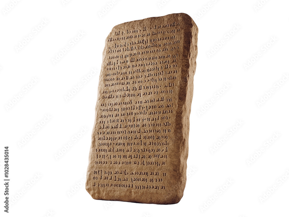 Stone tablets with Hebrew inscriptions representing the Ten ...