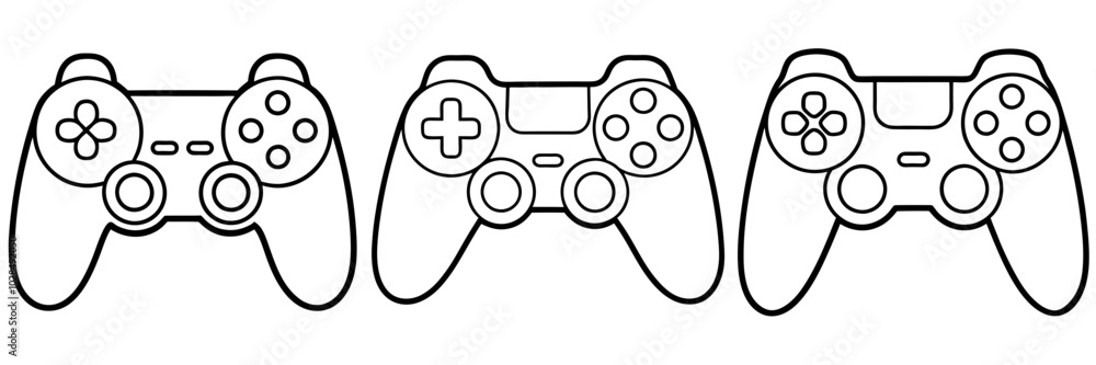 line art vector illustration collection of game controller . isolate on ...