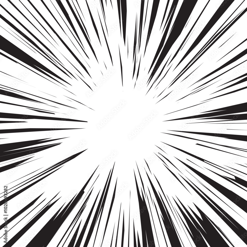 Manga background. Comic anime black lines on white. Fast speed lines ...