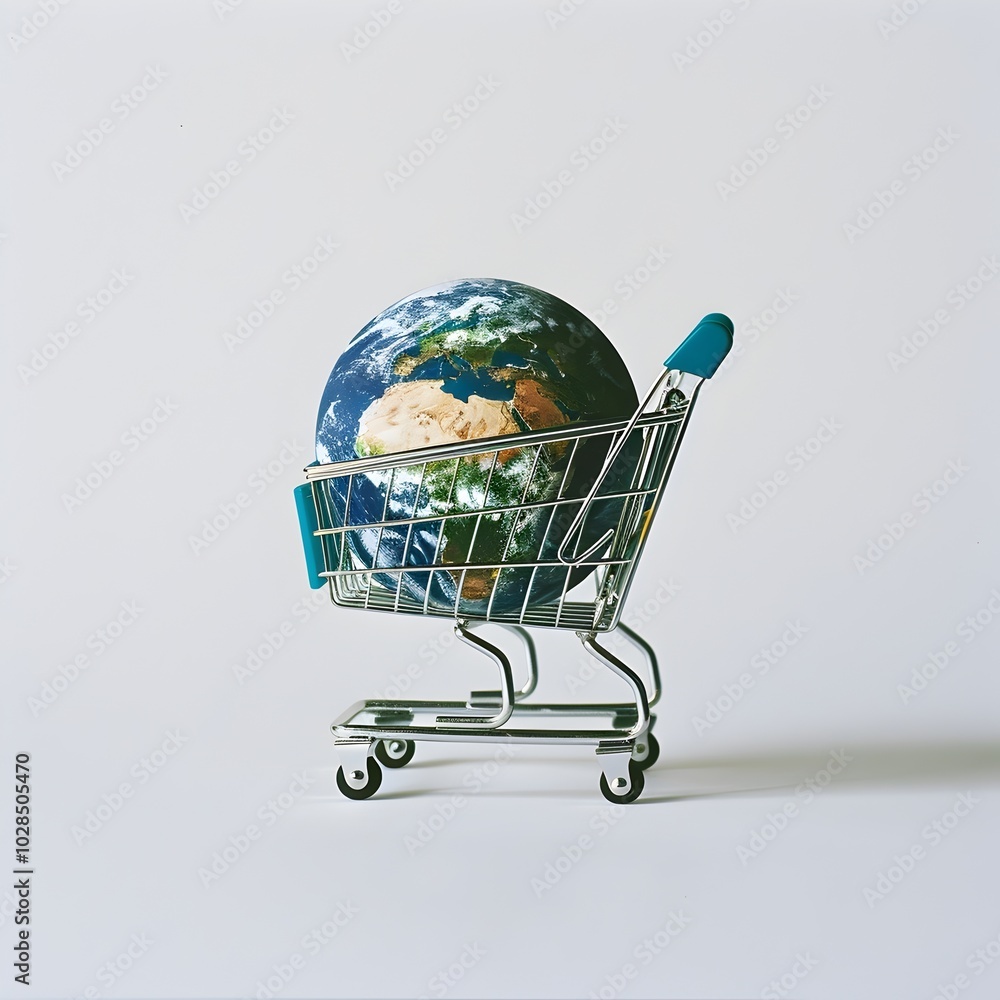 Earth Globe in Shopping Cart Symbolizing Sustainable Consumption and ...