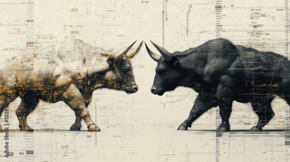 Bullish and Bearish Stock Market Symbols on a Technical Chart ...