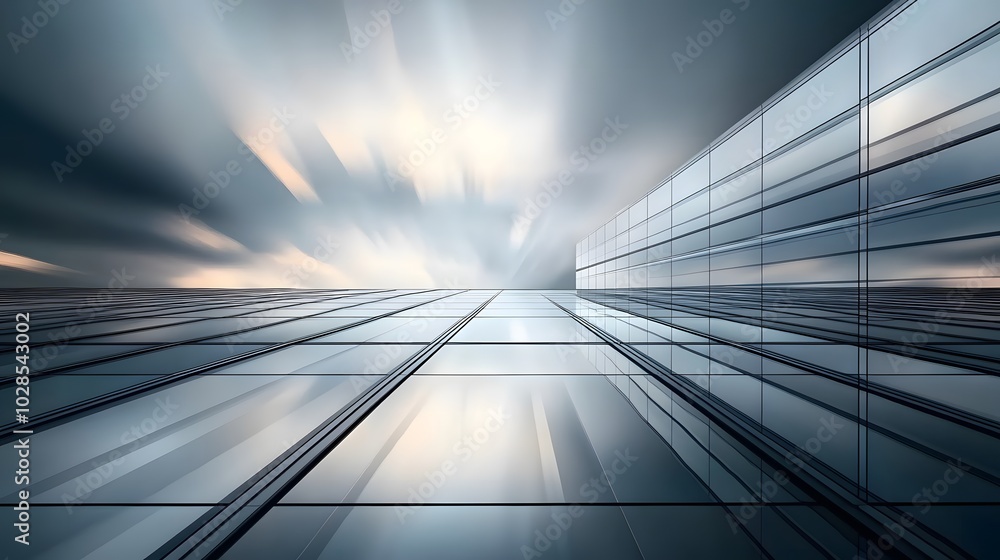 Skyscraper reflecting sunset background. 3d abstract architecture ...