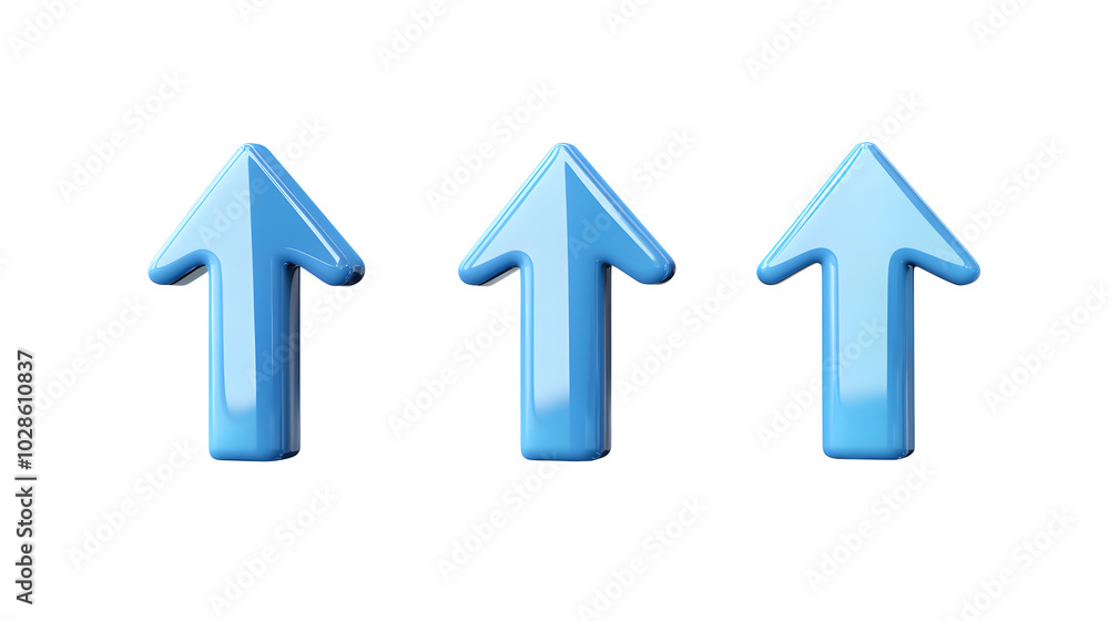 Collection of blue arrow up 3d icon cartoon style floating on ...