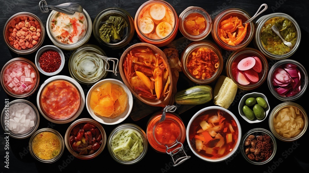 An engaging illustration of a variety of fermented foods from around ...