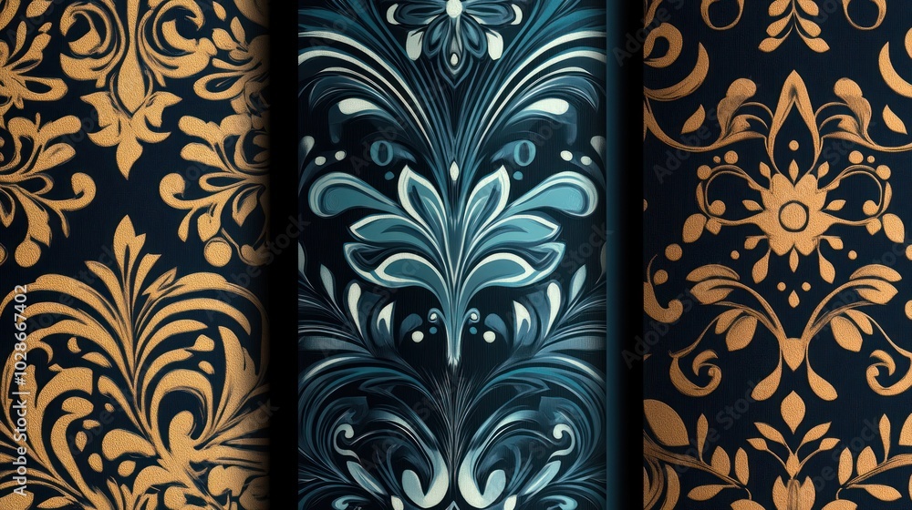 Seamless patterns designed with intricate details, flowing effortlessly ...