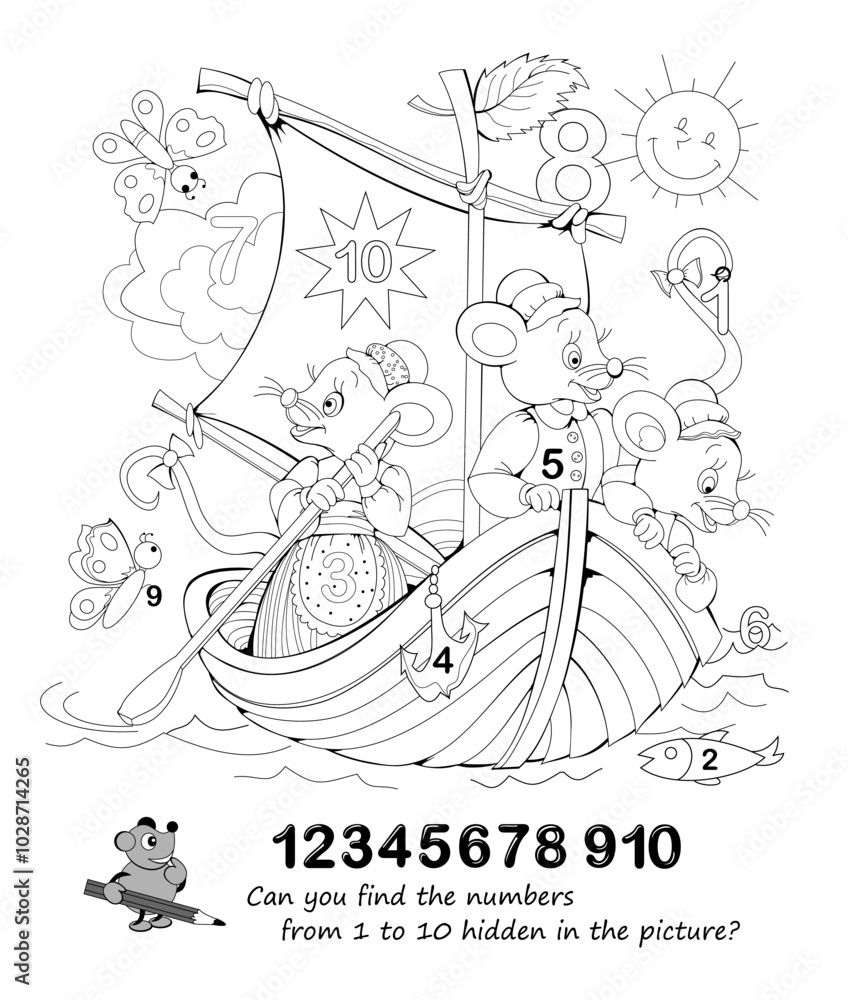 Can you find the numbers from 1 to 10 hidden in the picture? Logic ...