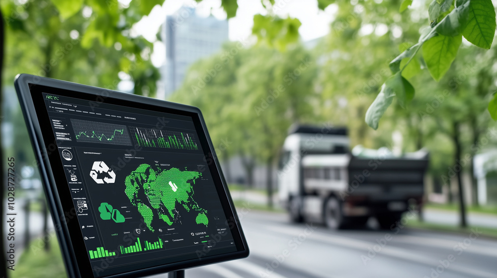 An engaging view of a smart waste management dashboard, featuring real ...