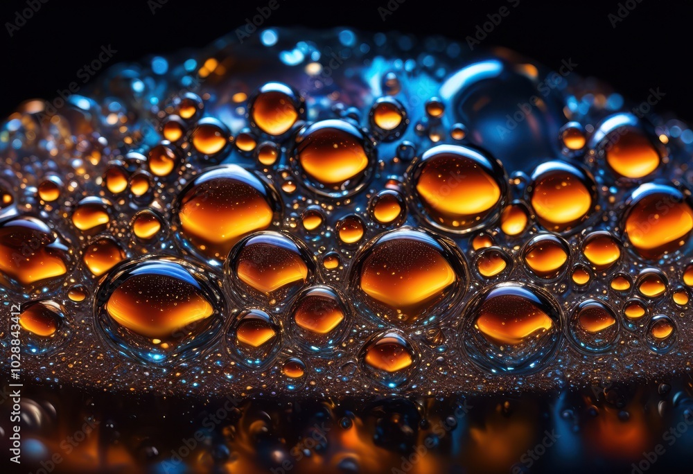 detailed close effervescent soda bubbles forming rising glass showcasing intricate bubble ...