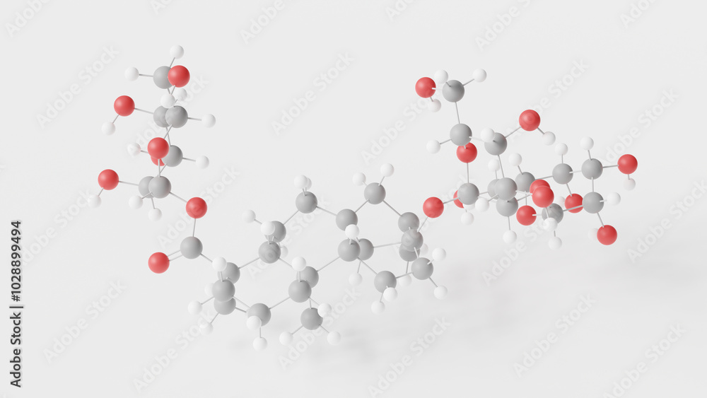 stevioside molecule 3d, molecular structure, ball and stick model ...