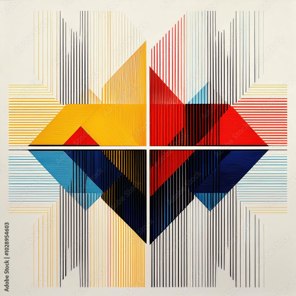 Composición abstracta con líneas y formas geométricas simétricas en ...