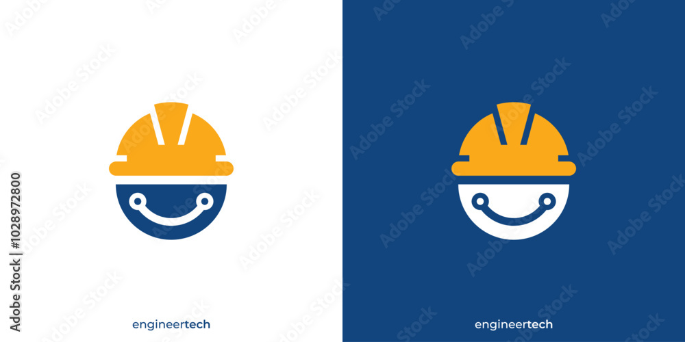 Engineer Tech Logo. Construction Helmet and Circuit Technology with ...