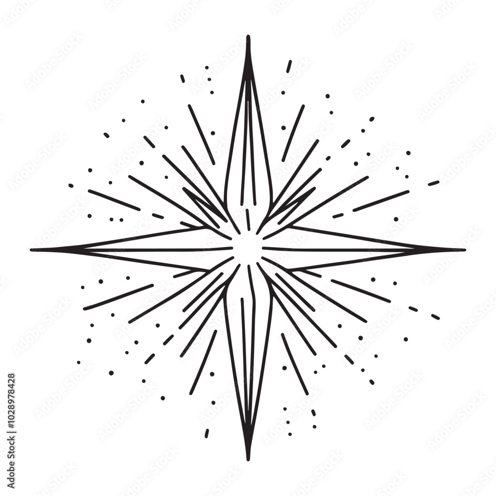 Star of Bethlehem. Symbol of Jesus birth. One line drawing. Vector ...