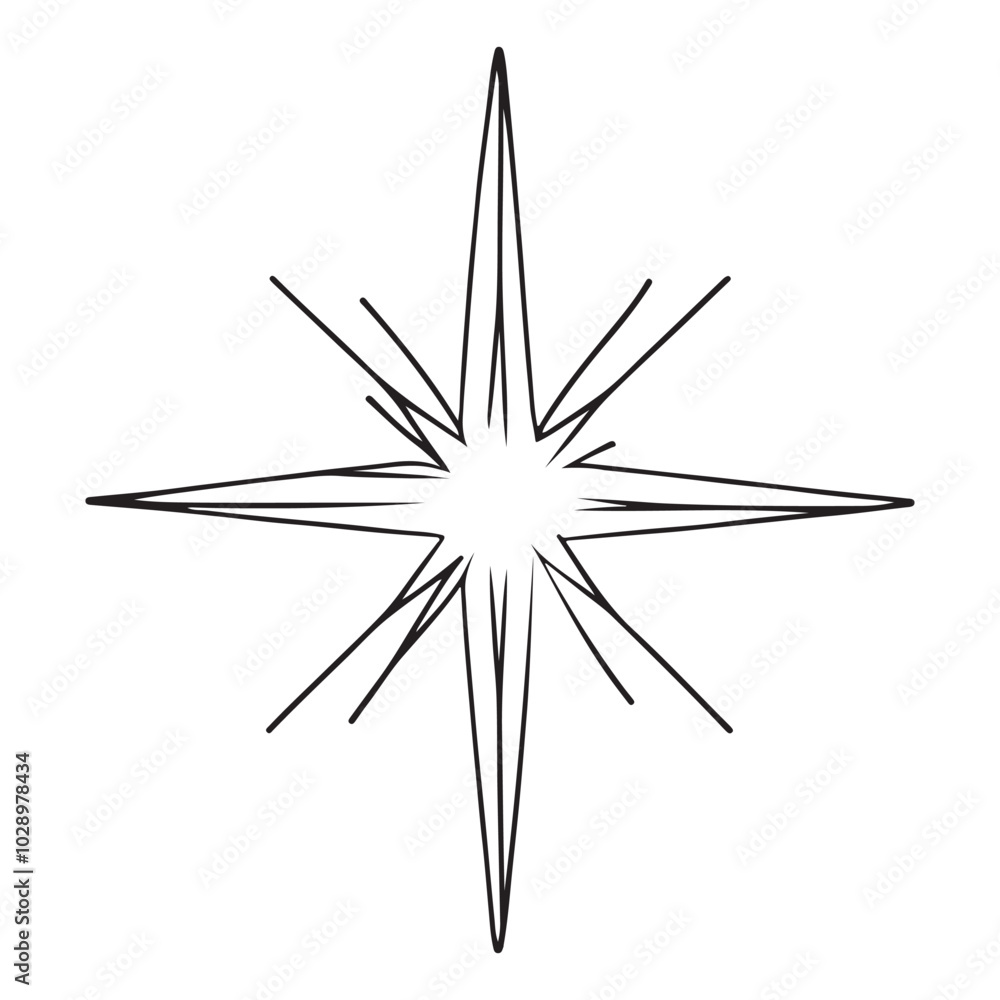 Star of Bethlehem. Symbol of Jesus birth. One line drawing. Vector ...