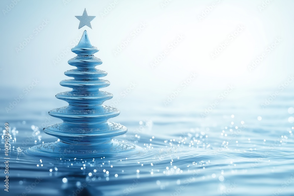 Abstract christmas tree formed from the water splash waves, on the ...