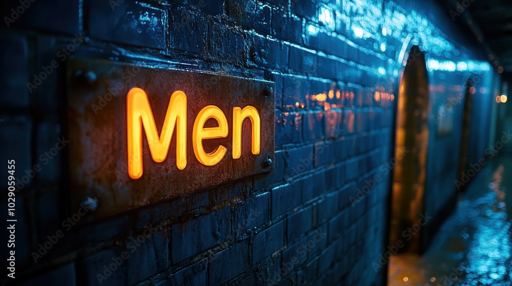 The image features a dimly lit, atmospheric underground passageway with ...