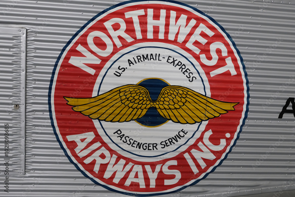 The badge of Northwest airlines on a Vintage aircraft from 1927 ...