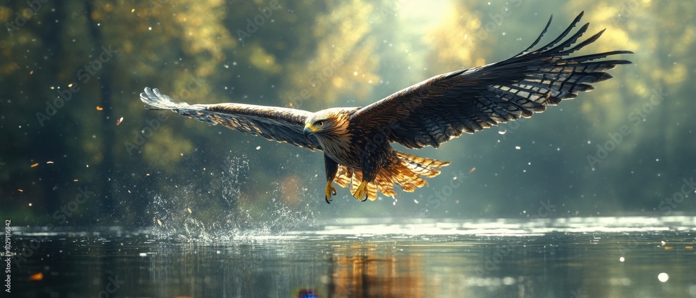 Dynamic low poly hawk in mid-dive, targeting prey with precision and ...