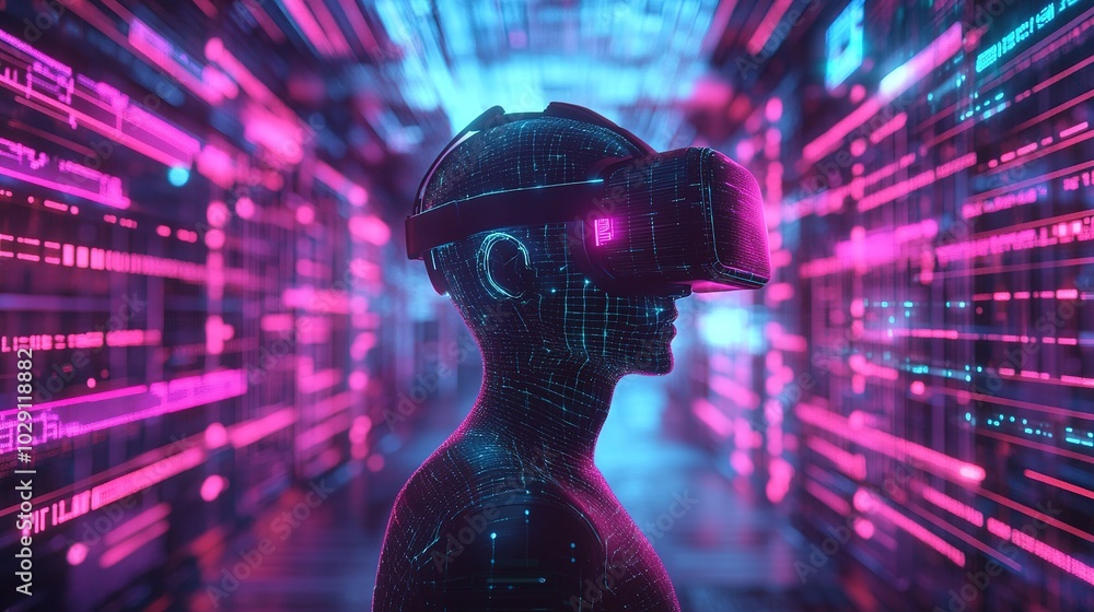 virtual reality user interface, 3d head, virtual world, deep learning ...