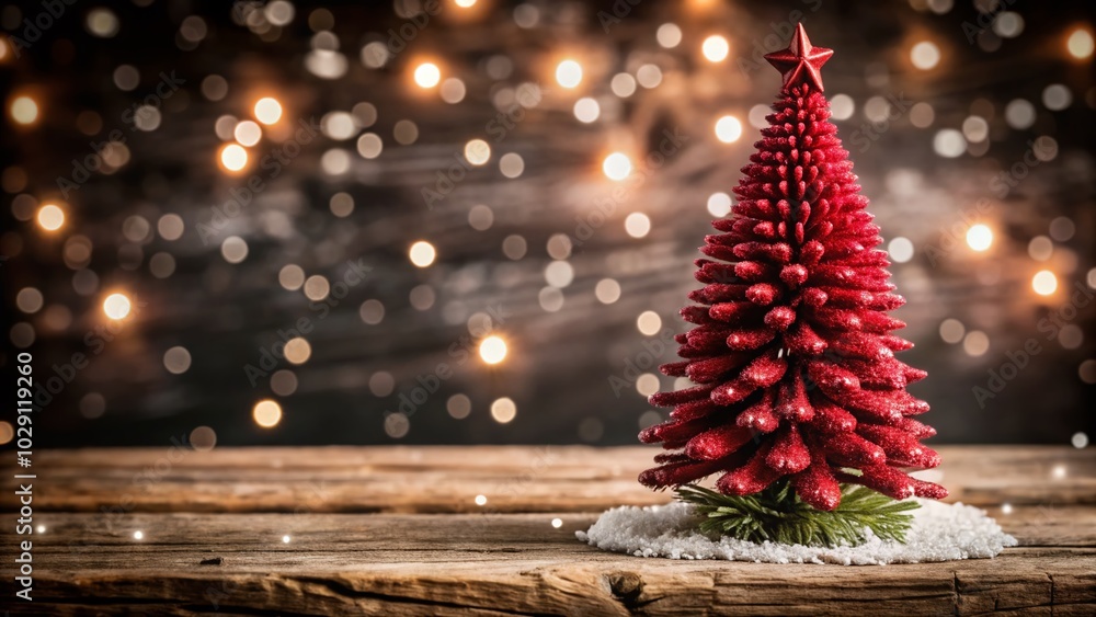 Red Christmas Tree Greeting Card Design with Rule of Thirds for Holiday ...