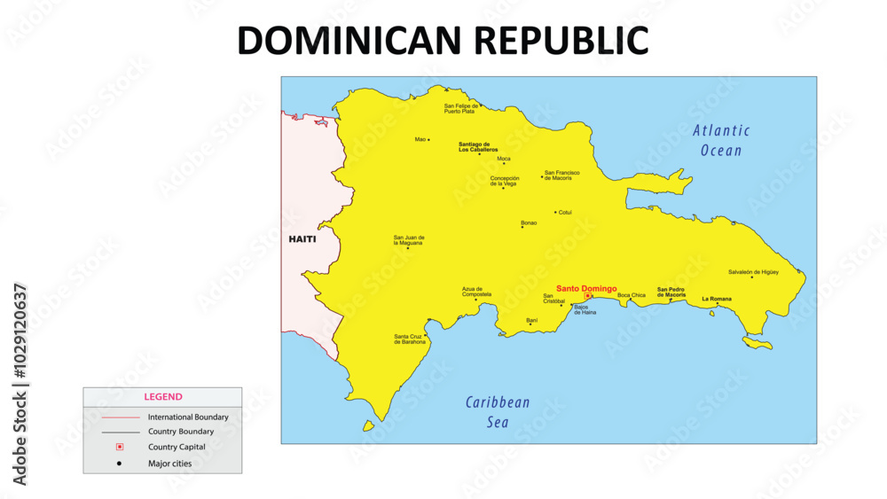 Dominican Republic Map. Major cities in Dominican Republic. Political map of Dominican Republic ...