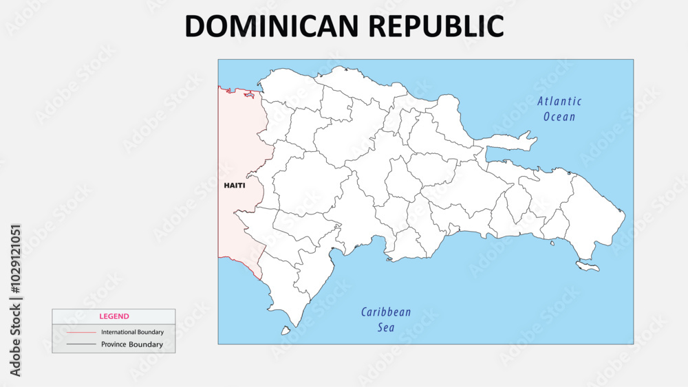 Dominican Republic Map. Political map of Dominican Republic with state ...
