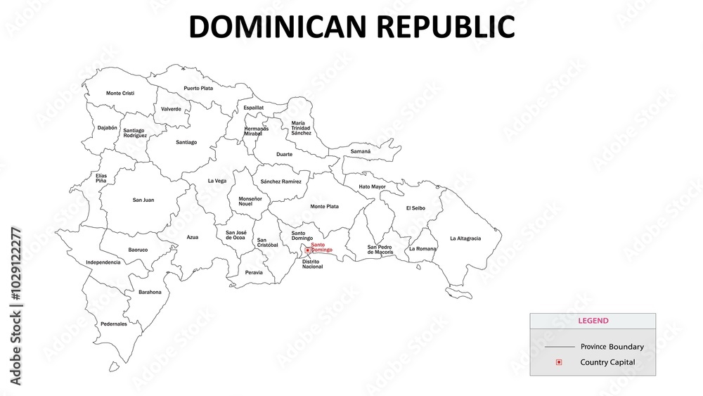 Illustration Stock Dominican Republic Map. State and district map of ...