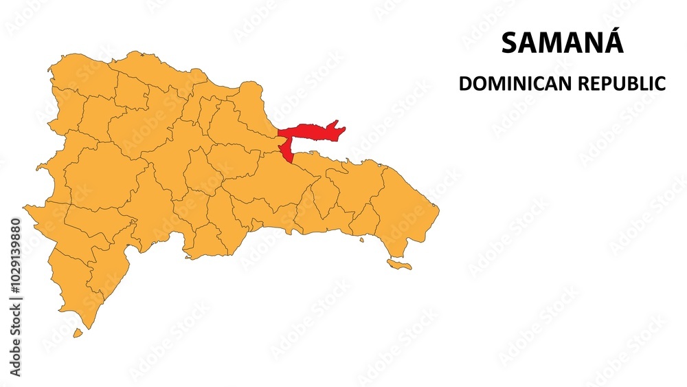 Samaná Map is highlighted on the Dominican Republic map with detailed ...