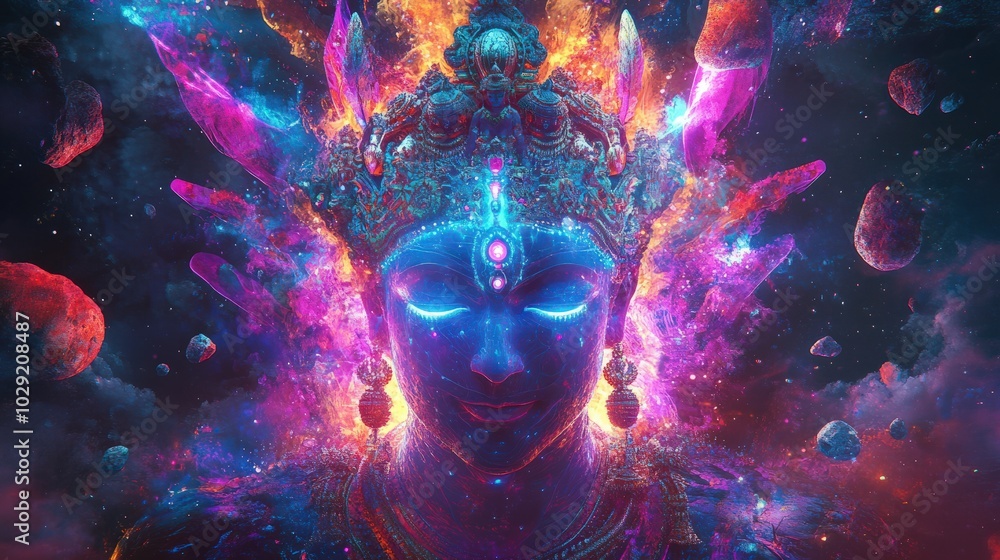 A futuristic digital rendering of Lord Vishnu Dashavatara, with each ...