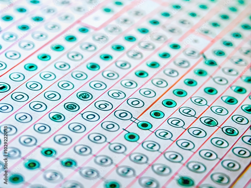 Bubble Scantron Sheet with Clear Copy Space for Educational Use and ...