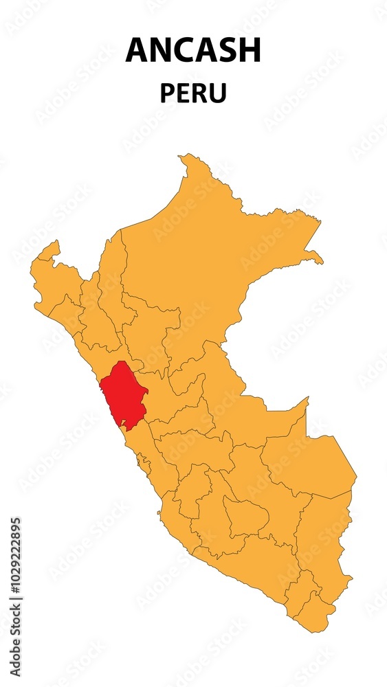 Ancash Map is highlighted on the Peru map with detailed state and ...