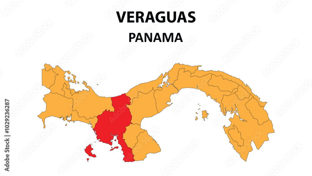 Veraguas Map is highlighted on the Panama map with detailed state and ...
