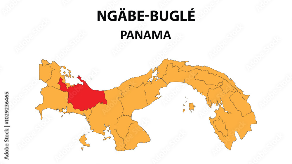 Ngäbe-Buglé Map is highlighted on the Panama map with detailed state ...