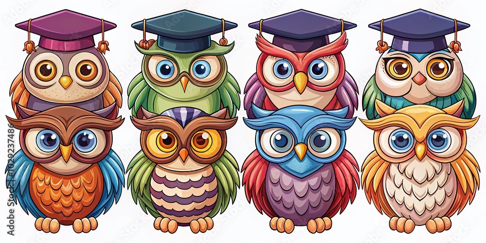 Cartoon Owls for Education: Wisdom and Learning Emblems for Schools ...